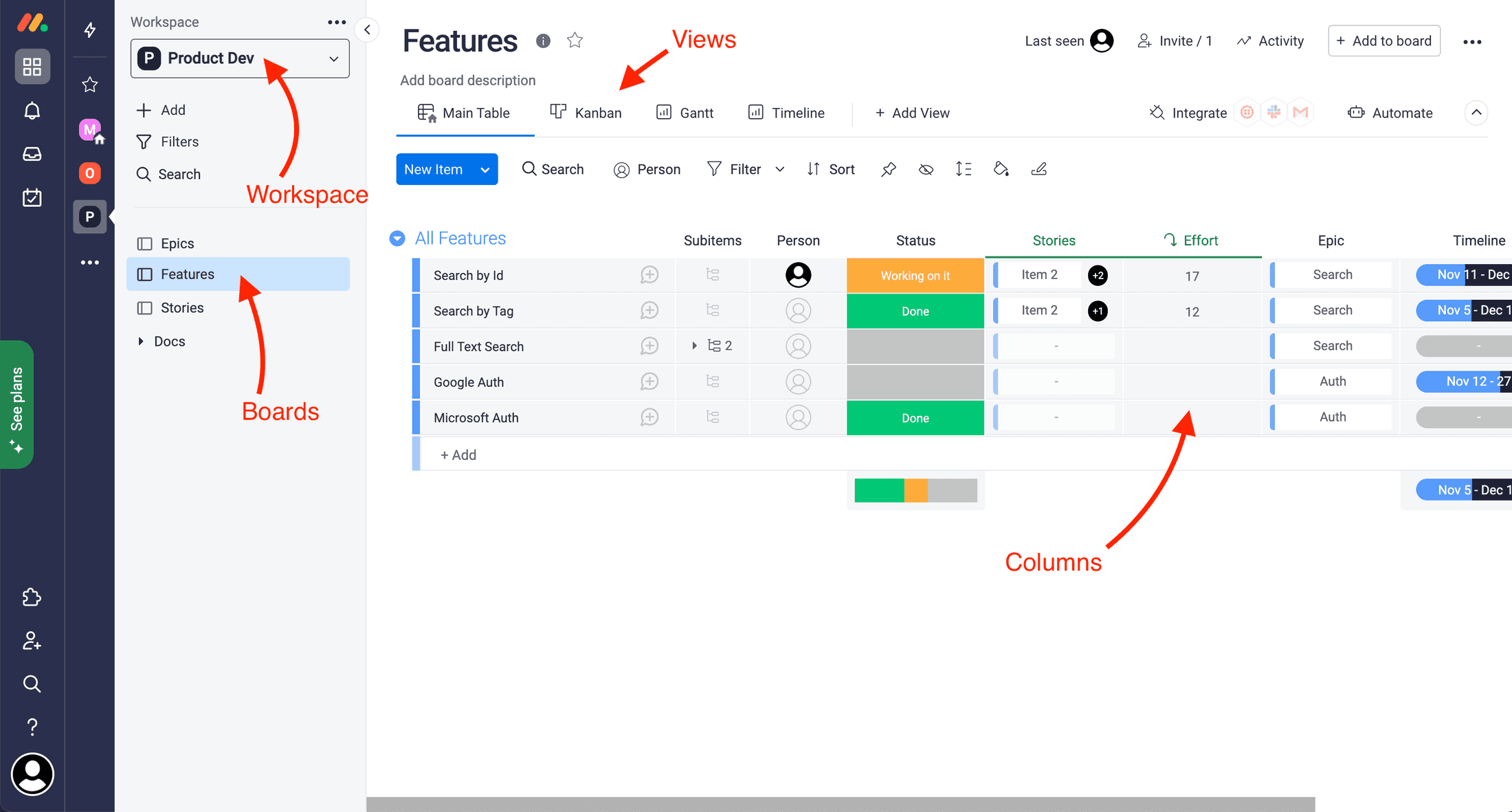 Fibery vs. Monday. Complex vs. simple processes.