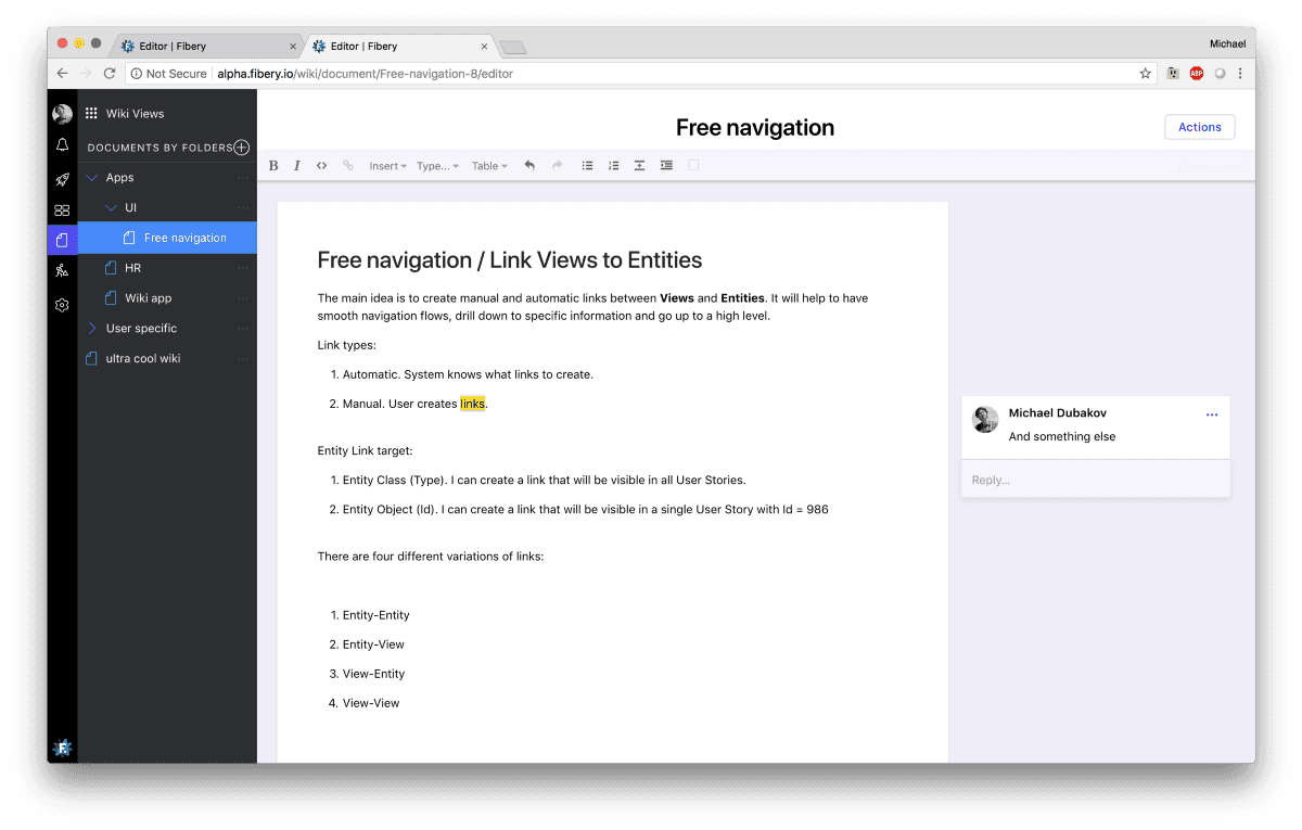 Fibery.io Vision v.1: Getting Started